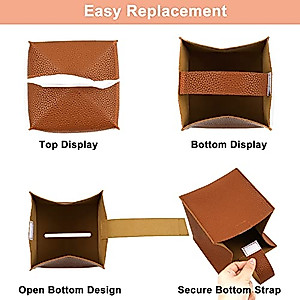 MecTo Tissue Box Cover, Square PU Leather Tissue Box Holder, Modern Tissue Case Facial Paper Cube Tissue Holder Decorative for Bathroom Vanity Countertop, Night Stands, Car, Office (5"x5"x5'', Camel)