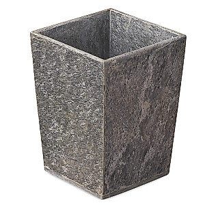 Creative Home Natural Slate Stone Waste Basket Trash Can Recycle Bin Garbage Container for Bathroom Organize, 7.5" x 7.5" x 10" H, Grey