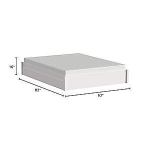 Prepac Select Queen 4-Post Raised Platform 2-Drawer Storage Bed, Modern Queen Storage Bed with Drawers 83" D x 63" W x 16" H, White, WBSQ-1302-3K