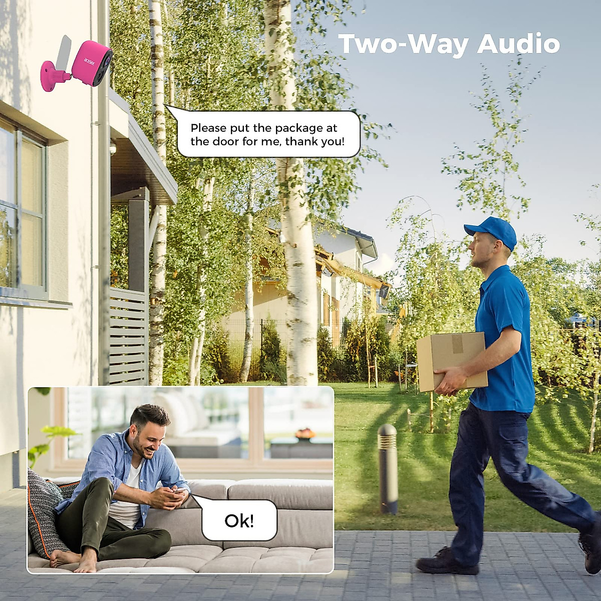 acesee Solar Security Cameras Wireless Outdoor, 1080P Outdoor Camera Wireless,Home Security Cameras System with Solar Panel,Solar Camera for Spotlight,Color Night Vision (White)