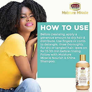 African Pride Moisture Miracle, Honey & Coconut Oil Shampoo, Honey, Chocolate & Coconut Oil Conditioner, Aloe & Coconut Water Pre-Shampoo, For Natural Coils & Curls, 12 Oz
