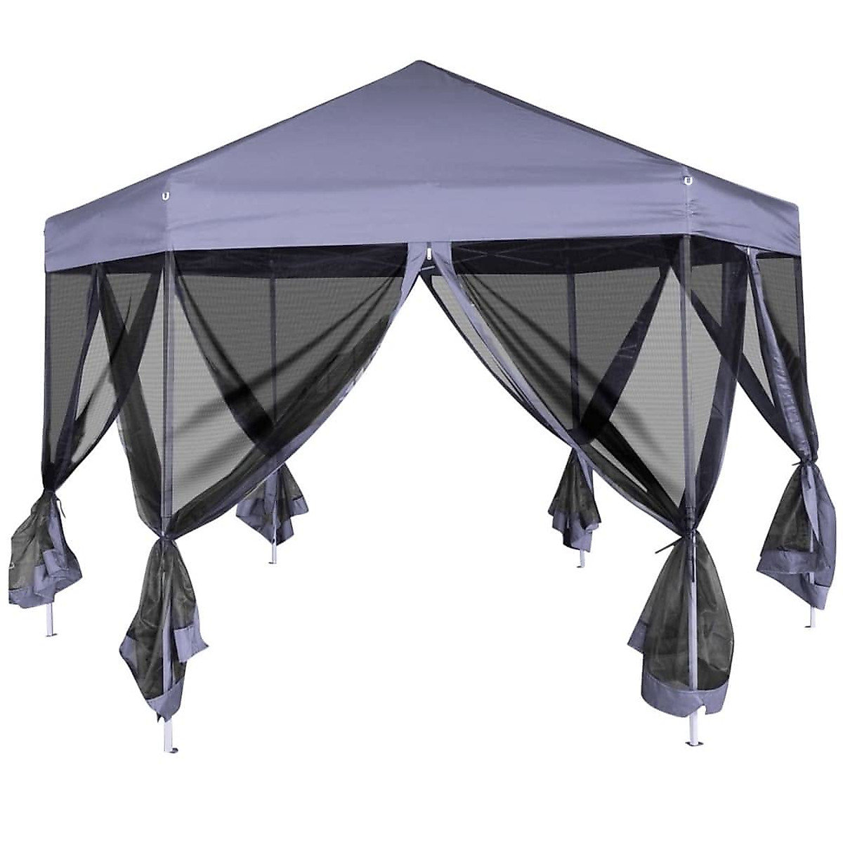 Canopy Tent ,Wedding Party Tent, Outdoor Gazebo,Easy Canopy ,for Outdoor Party Events,Hexagonal Pop-Up Marquee with 6 Sidewalls Dark Blue 11.8'x10.2'