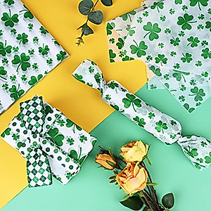 Bolsome 100 Sheet St. Patrick's Day Tissue Paper Bulk, Green Shamrock Wrapping Paper Clover Gift Wrapping Tissue Paper for Irish DIY Art Crafts Flower Pom Pom Home Party Favor Decor, 14 x 20in