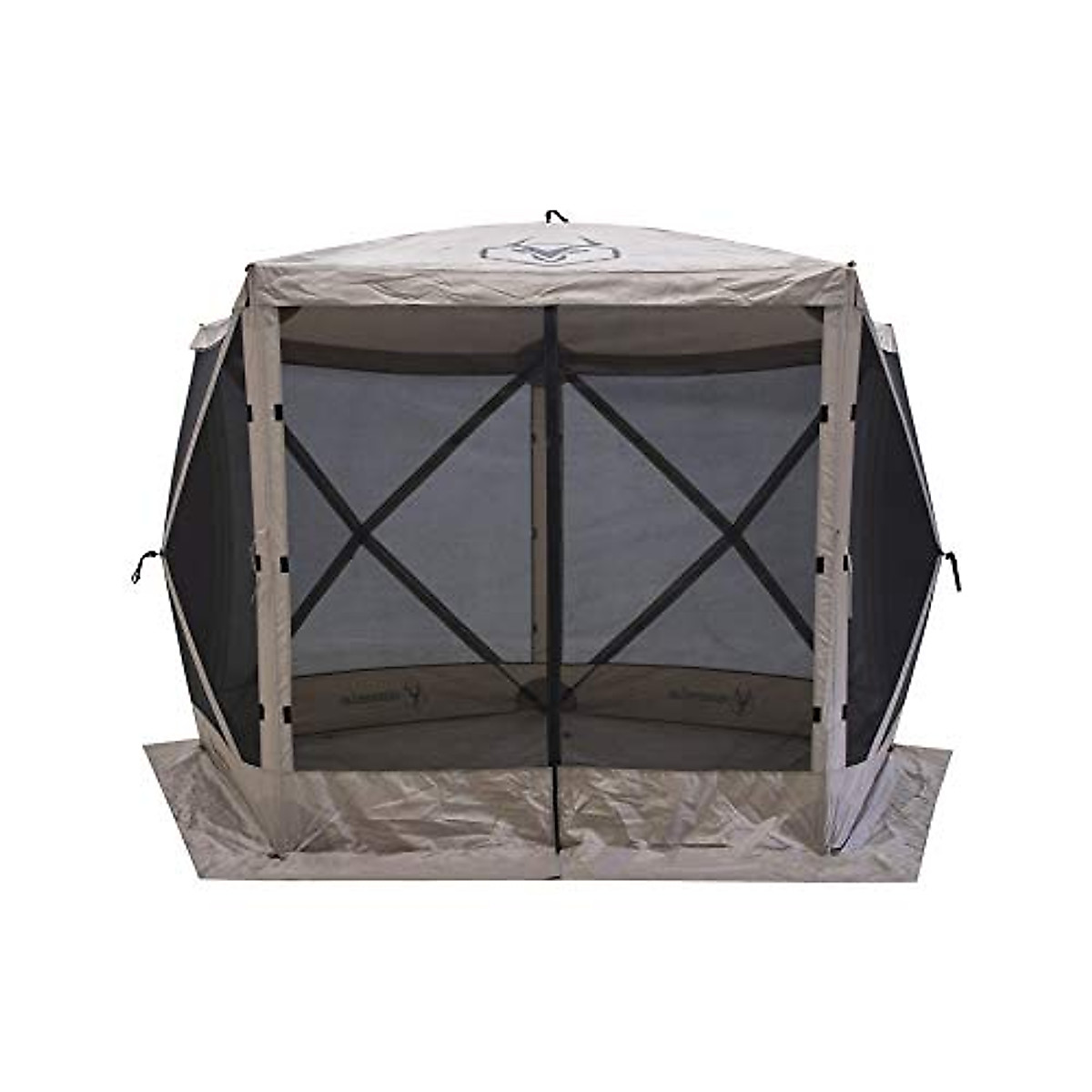 Gazelle Tents™, G5 5-Sided Portable Gazebo, Easy Pop-Up Hub Screen Tent, Waterproof, UV Resistant, 4-Person & Table, Desert Sand, 85" x 115" x 106", GK907, Includes Free 3 Pack of Wind Panels