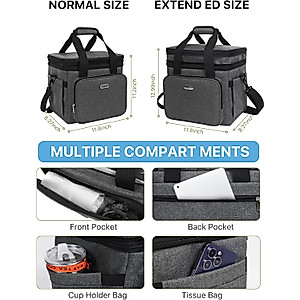 ESMNOAN Lunch Box for Men Women, Double Durable Expandable Leakproof Insulated Lunch Bag, Cooler Bag with Adjustable Shoulder Strap for Work Shift, Travel and Outdoor Picnics, 20L Grey