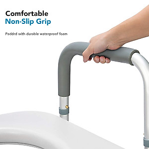 OasisSpace Stand Alone Raised Toilet Seat 300lb - Heavy Duty Medical Raised Homecare Commode and Safety Frame, Height Adjustable Legs, Bathroom Assist Frame for Elderly, Handicap, Disabled