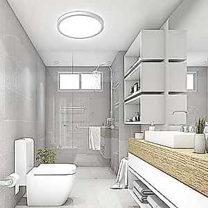 Wowag 2PACK LED Flush Mount Ceiling Light Fixture,12 Inch Super Slim 24W 2200lm,3000k/4000k/6000K 3 Color Selectable Surface Mount Low Profile Ceiling Lamp for Bedroom,Kitchen,Dining Room(White)