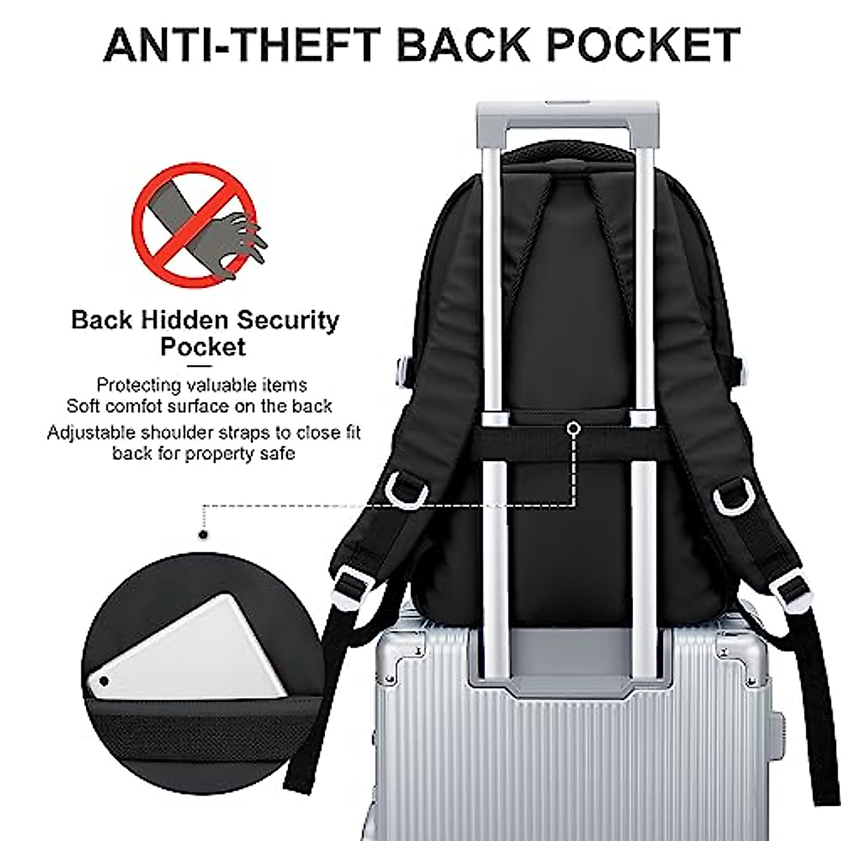 WEPOET Simple Aesthetic Black Backpacks For School,Lightweight Casual College Backpack Women,Travel Laptop Daypack Men,Waterproof Middle School Book bag For Teens Boys Girls