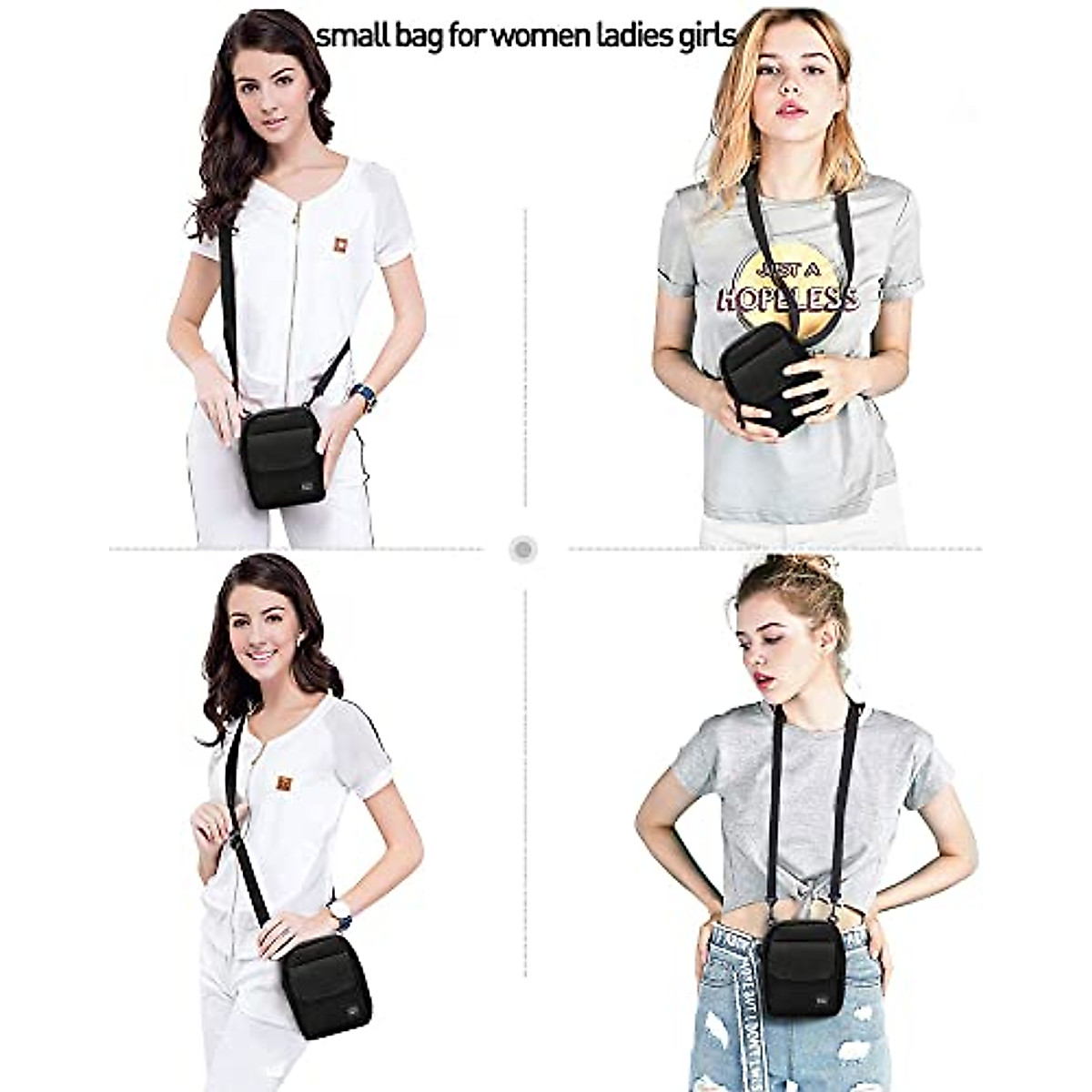 Black Small Side Shoulder Bag Crossbody Bag For Men Women Mini Messenger Bag Satchel Bag Travel Purse Wallet Passport Holder Bag, Cell Phone Purse Neck Pouch Wallet- Unisex