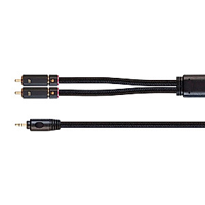 Monoprice 3.5mm to 2-Male RCA Adapter Cable - 15 Feet - Black, Gold Plated Connectors, Double Shielded with Copper Braiding - Onix Series