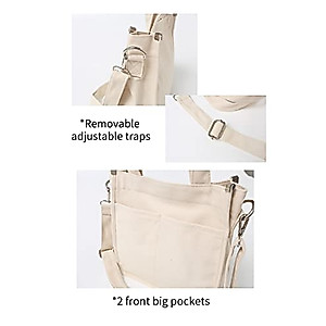 Jeelow Small Canvas Tote Handbag Bag Purse For Women Girl (Beige Original)