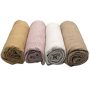 MANSHU 4PCS Women Soft Cotton Scarf Shawl Long Scarf, Scarf and Wrap, Big Head Scarf.