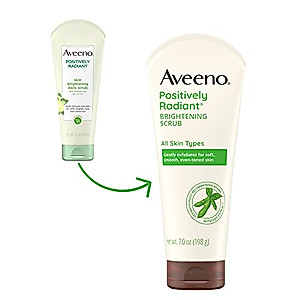 Aveeno Positively Radiant Skin Brightening Exfoliating Daily Facial Scrub, Moisture-Rich Soy Extract, helps improve skin tone & texture, Oil-& Soap-Free, Hypoallergenic, 7 oz