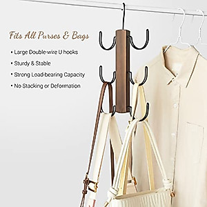 Mkono 3 Pack Pants Hangers Space Saving 5 Tier Skirt Hanger with Adjustable Clips and Purse Hanger Organizer for Closet, 2 Pack 360°Swivel Bag Holder