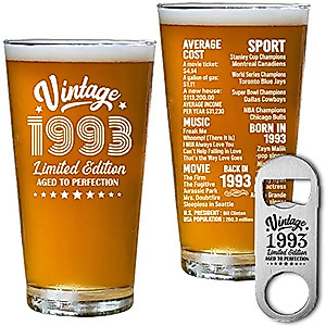 30th Birthday Gifts for Women Men, 30 Year Old Birthday Decoration Gift, Vintage - 30th Anniversary Party Supplies, 16 oz Beer Glass