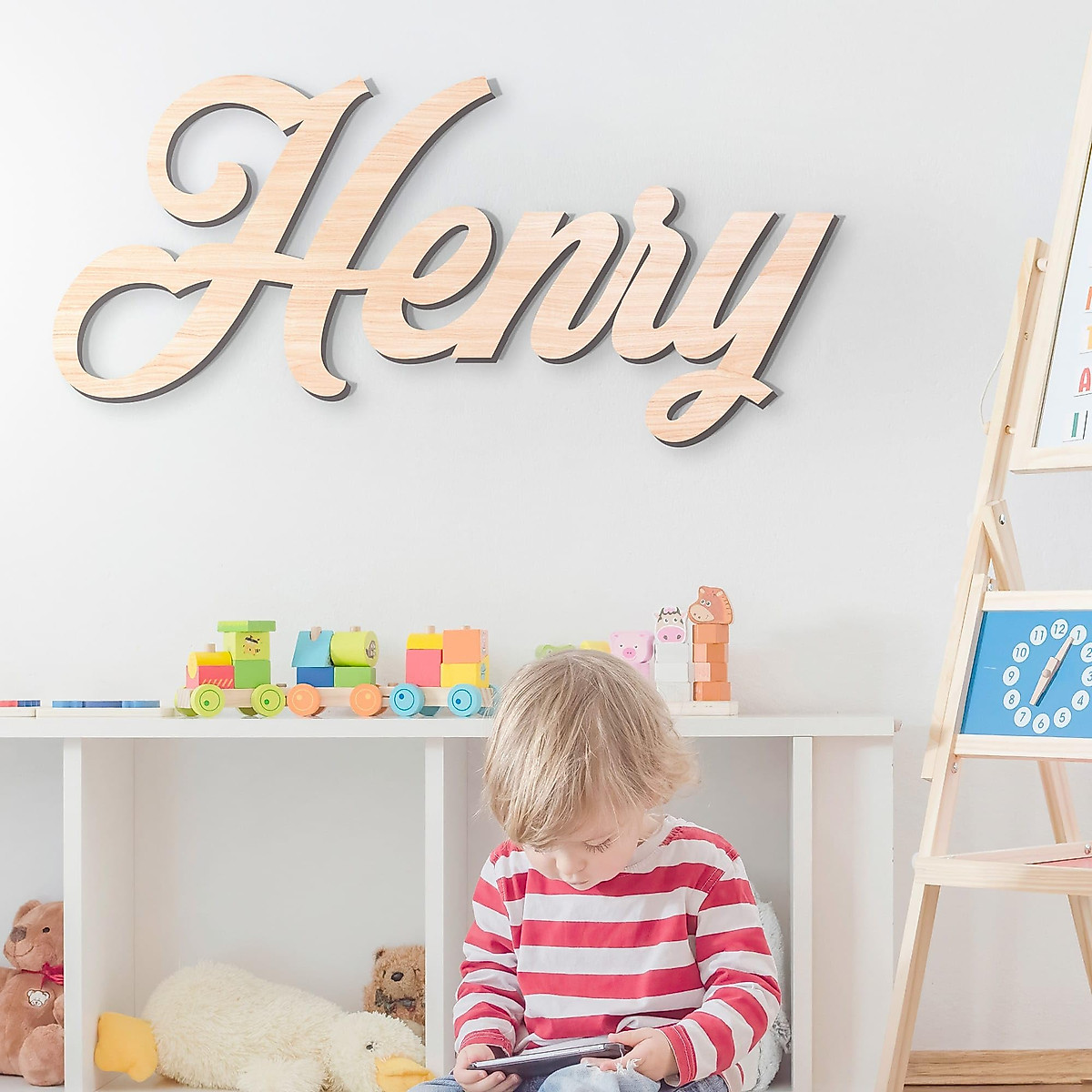 Personalized Wooden Baby Name Sign – Nursery Wall Letters, Kids’ Room Décor, 1/2" Thick, 12"-33" Wide