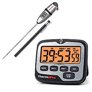 ThermoPro TP-02S Instant Read Meat Thermometer+ThermoPro TM01 Kitchen Timers for Cooking