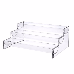 KVMORZE 8.7" Clear Cracker Serving Tray, Transparent Macaron Display Tray, Rectangular Cracker Holder for Serving Trays, Food Display Cracker Serving Tray Stand for Home (U Shape 3-Tier Acrylic)