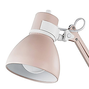 Globe Electric 52028 28" Swing Arm Desk Lamp, Matte Rose, Matte White Accents, On/Off Rotary Switch, Partially Adjustable Swing Arm, Home Office Accessories, Lamp for Bedroom, Home Improvement