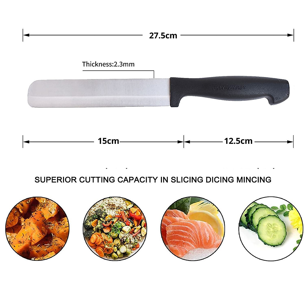POLYGUARDS 10.5 inch Chef Knife, Stainless Steel Kitchen Cooking Knife, Professional Chef's Knives