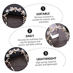 FOMIYES Headband Hair Band Flower Hair Accessories Leaf Decor Wedding Hair Accessories Preal Hair Band Leaves Headband Bride Hair Accessories Simple Flower Peal Headwear Delicate Headdress