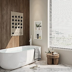 Qeke Stainless Steel Shower Niche 24" X 12", No Tile Needed Wall Niche Double Shelves, Recessed Niche Shower for Bathroom Storage, Matte White