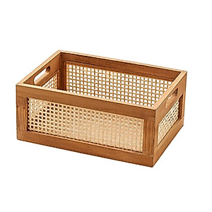 Wood Storage Basket Drawer Storage Box Portable Decoration Supplies Desktop Frame Case Home Organization for Bedroom Stationery Household, 35cmx24cmx19cm