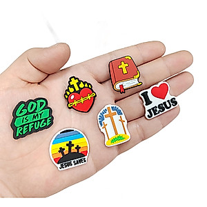 25PCS Jesus Christian Shoe Charms for Croc Clogs, God Blessed Faith Croc Charms for Adult Women Men