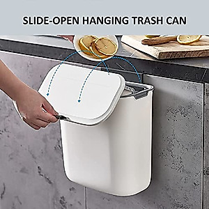 Bundles of 2.5 Gallon Motion Sensor Trash Can and 2.5 Gallon Hanging Trash Can, ELPHECO for Bathroom and Kitchen use
