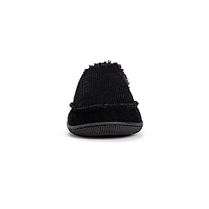 MUK LUKS Men's Corduroy Clogs Slipper, Black, 12