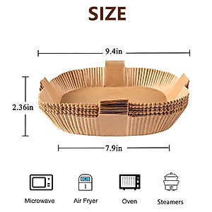 Air Fryer Disposable Paper Liner，100pcs Airfryer Parchment Paper Liners Square Non-stick 8inch Baking Paper for Air Fryer 5-8QT