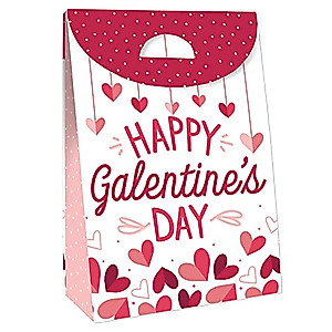 Big Dot of Happiness Happy Galentine’s Day - Valentine’s Day Gift Favor Bags - Party Goodie Boxes - Set of 12