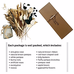 100pcs Artificial Flower Arrangements with Vase Included, Dining Table Centerpiece, Thanksgiving Christmas Pampas Grass Floral Centerpieces, Coffee Table Decor, Faux Flowers in Vase, Centro de Mesa