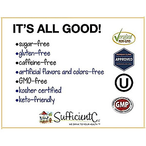 Sufficient-C High Dose Vitamin C Lemon Peach Immune-Ade Drink Mix - 125 Gram Three (3) Pack