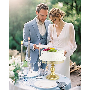 ZUMELER 9Pcs Metal Cake Stands Round Cake Stands Candy Fruite Display Plate Cupcake Serving Tower for Wedding Brithday Party Celebration Home Decoration,gold