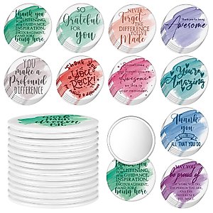 Kigley 50 Pcs Employee Appreciation Gifts Inspirational Compact Mirrors Bulk Round Pocket Mirror for Women Portable Makeup Mini Mirror for Teachers Coworker Secretaries Nurse Students