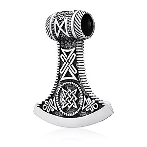 925 Sterling Silver Viking Knotwork Axe Double Sided Amulet Pendant