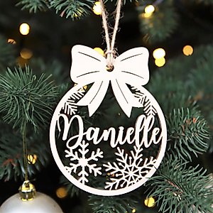 Wooden Personalized Christmas Ornaments with Name Family Christmas Ornaments for Kids Christmas Ball Ornaments Christmas Tree Ornaments Christmas Balls Custom Christmas Ornament with Name