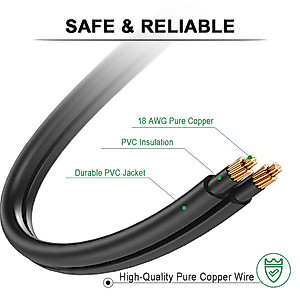 TV Power Cord for Samsung LG TCL Sony: 6Ft 2 Prong AC Wall Plug 2-Slot LED LCD Cable Insignia Sharp Toshiba JVC Hisense Electronics UN65KS8000FXZA UN40J5200AFXZA 43UH6100