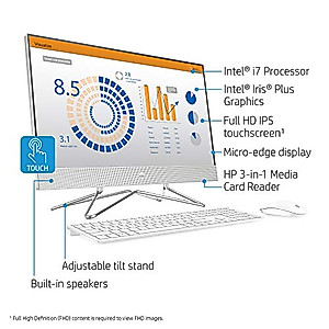HP 24-inch All-in-One Touchscreen Desktop Computer, Intel Core i7-1065G7 Processor, 16 GB RAM, 512 GB SSD, Windows 10 Home (24-dp0180, Silver)