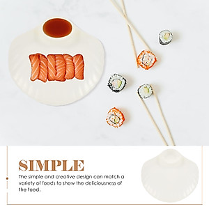 UPKOCH Movie Night Snack Trays 6Pcs Shell Dumpling Plates with Sauce Holder Plastic Sushi Plates Serving Platter Tray French Fries Plate with Sauce Divider For Home Kitchen (White) Serving Dishes