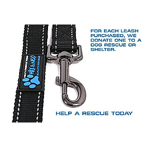 Max and Neo Reflective Nylon Dog Leash - We Donate a Leash to a Dog Rescue for Every Leash Sold (Black, 6x1)