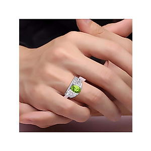 Rylos Classic Nugget Beautiful Peridot & Diamond Ring - August Birthstone* Size 12
