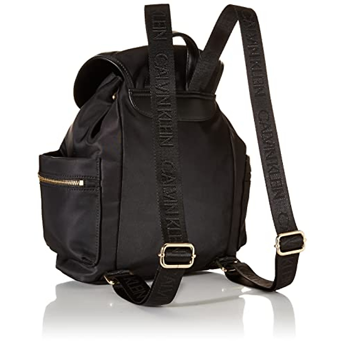 Calvin Klein Belfast Nylon Buckle Backpack, Black/Gold
