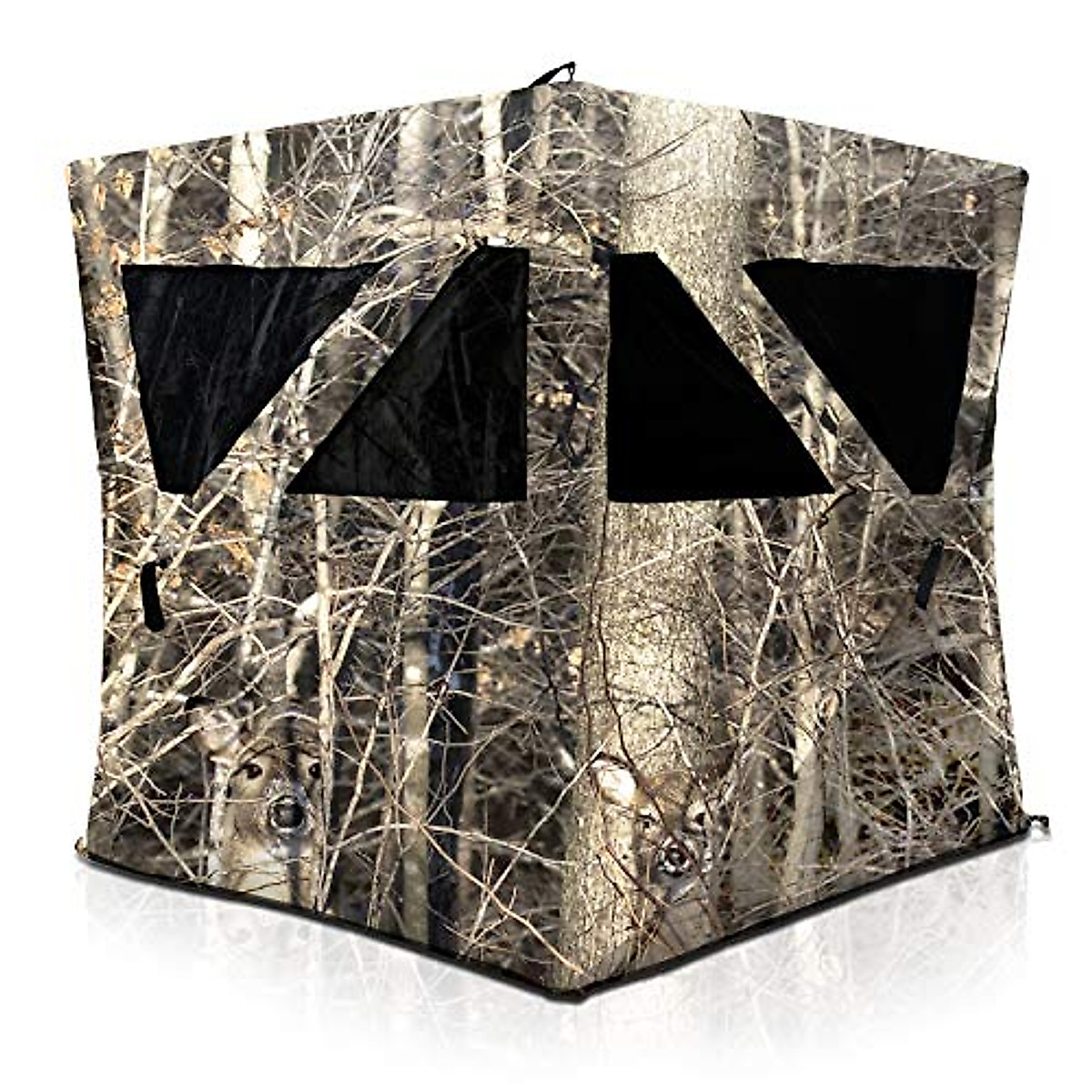 SereneLife Two Person Hunting Blind - Water Resistant Durashell Plus Hunting Ground Blind Tent Pop Up Blinds for Hunting w/Shadow Guard, Polyester Fabric, Includes Carry Bag/Tie-Down Cords - SLHT49