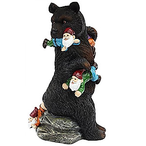 CCOQUS Garden Gnome Massacre - 10" Bear Eating Gnomes Outdoor Statues, Funny Garden Decor Lawn Patio Art Sculpture