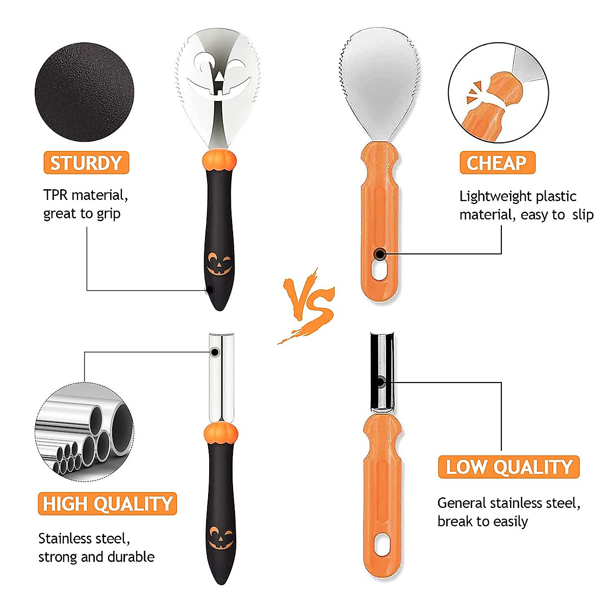 Sakmilu Halloween Pumpkin Carving Kit - 6 Pcs Pumpkin Carving Tools Stainless Steel with Stencils Storeage Bag for Halloween Decoration Jack-O-Lanterns