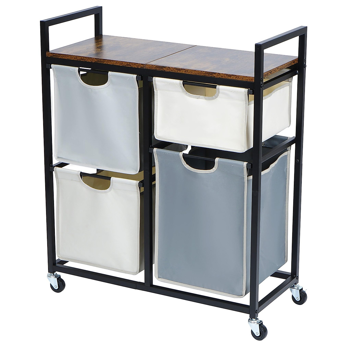 Nisorpa Rolling Laundry Hamper with Shelf, 4 Removable & Pull-Out Hamper Bags, 31 Gal (119L) Laundry Basket Organizerand, Large Laundry Sorter Clothes Hamper for Bathroom Laundry Room Organization