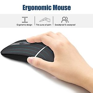 NORMIA RITA Foldable Arc Wireless Mouse Silent Click Bluetooth 5.0 and 2.4GHz Dual Modes Portable Curved Mouse for Home, Office, Travel