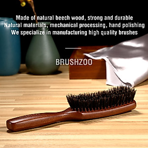 O BRUSHZOO Hair Brush for Men Thin Fine Normal Hair Add Shine Improve Texture Reduce Frizz, Boar Bristle Hair Brush for Beard Straightens Softens